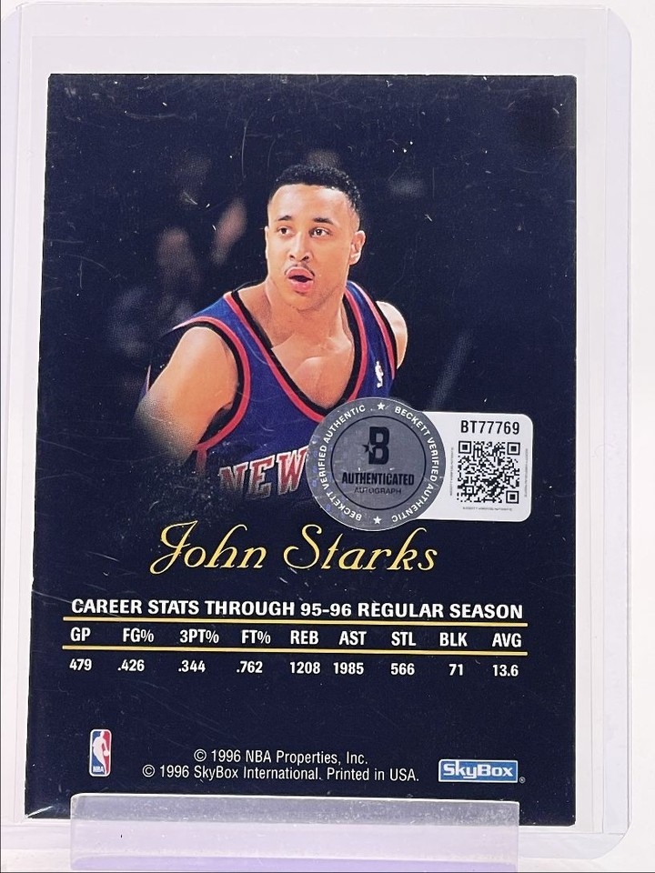 JOHN STARKS 1996-97 SKYBOX AUTOGRAPHICS AUTOGRAPH BASKETBALL AUTO Q1575 ...