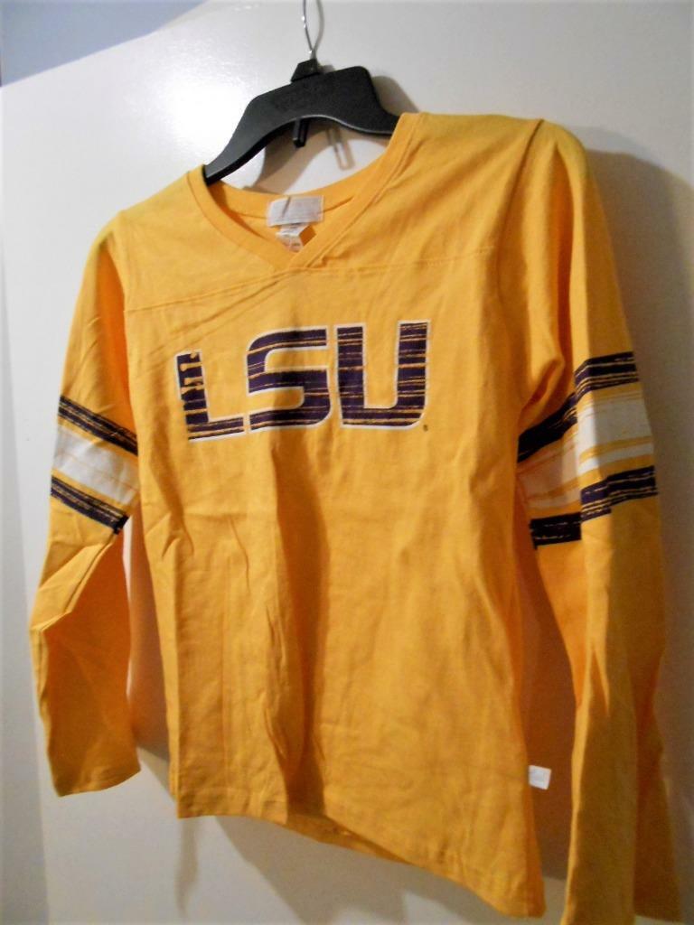 Too Cute! LSU Tigers Girls V-Neck LS Football Shirt Size Girls L (14-16 ...