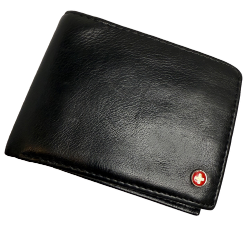 Alpine Swiss Leather Bi-Fold Card Case Wallet w/ ID Slot 12 Card Slots ...