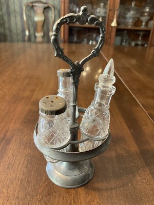 Antique Victorian Child's Doll Toy 3 Bottle Pewter Lead Caster Cruet ...
