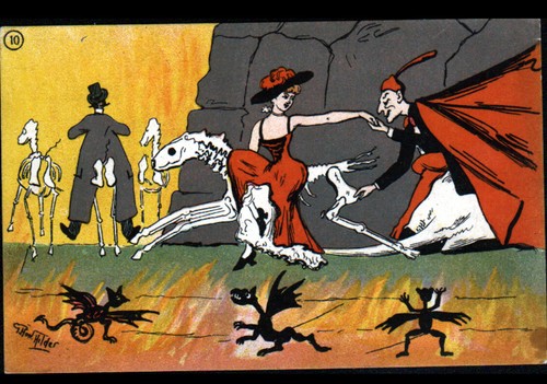 FEMME CAVALIERE en Amazone sur SQUELETTE CHEVAL & DIABLOTIN par G ...