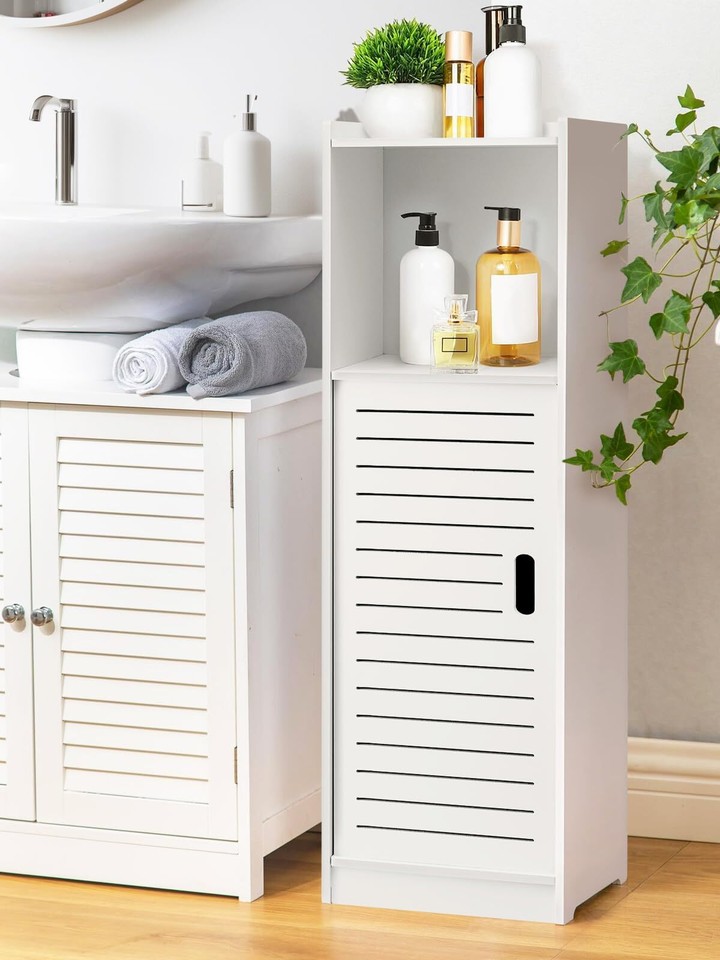 Bathroom Storage Cabinet Free Standing Three-Layer Cabinet Organizer ...