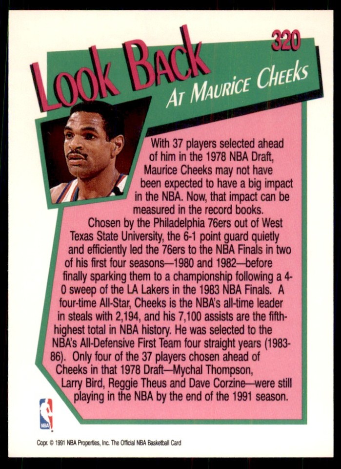 1991-92 Hoops Maurice Cheeks Philadelphia 76ers #320 | eBay