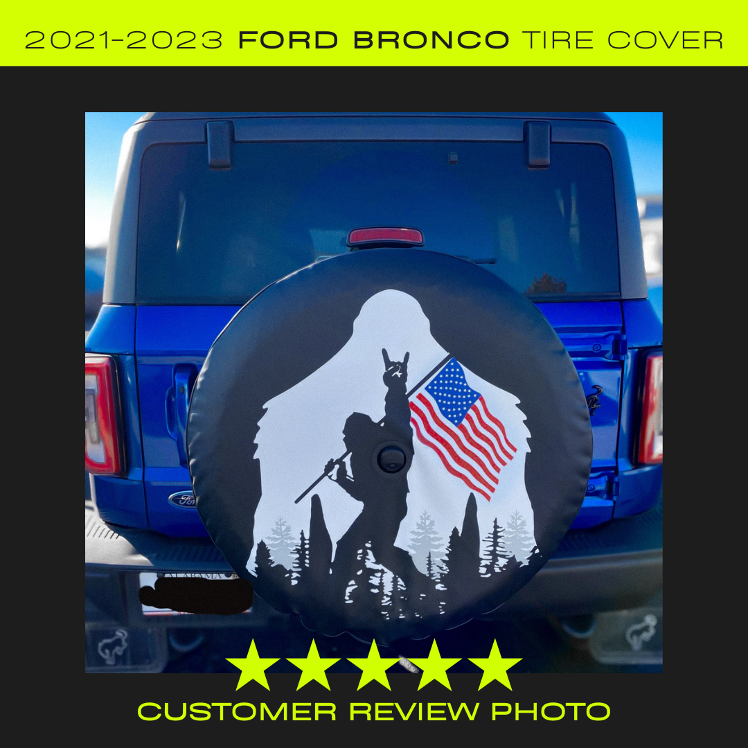 35" FORD BRONCO Spare Tire Cover with BACKUP CAMERA - Sasquatch Tire ...