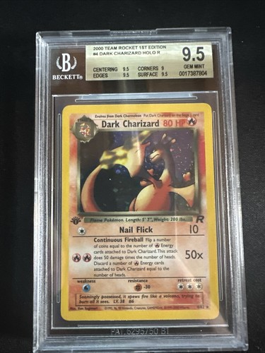 BGS 9.5 (PSA 10) GEM MT 1st Edition Dark Charizard Holo Rare #4 Pokémon ...