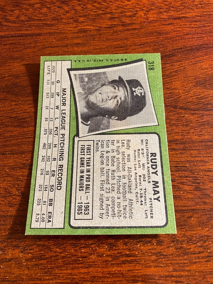 1971 Topps #318 Rudy May. NRMT | eBay