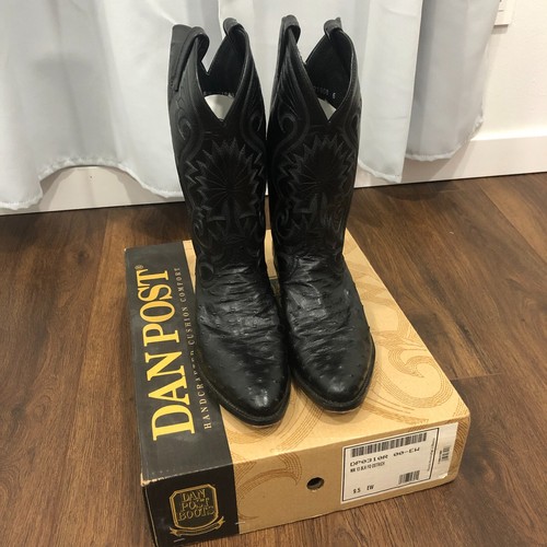 Dan Post Full Quill Ostrich Mens Black Cowboy Boots Sz 9.5EW w/ Box ...