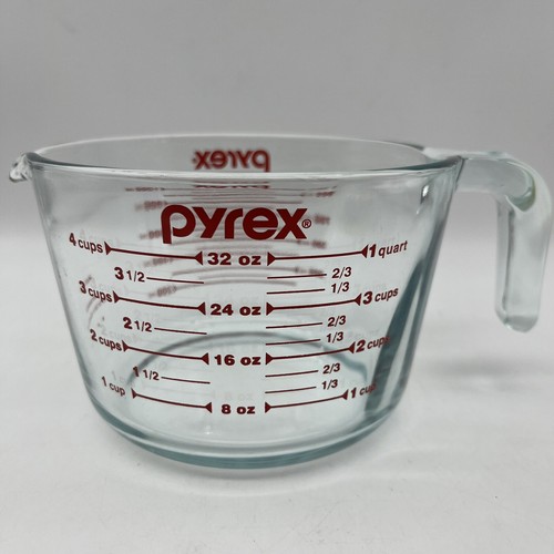 pyrex 4-Cup Glass Measuring Cup for Baking Cooking Dishwasher Freezer ...