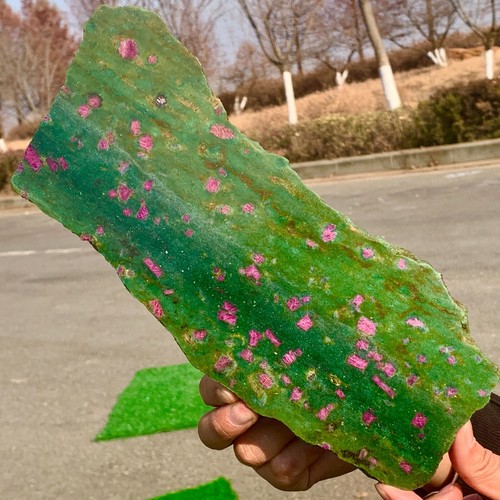 1.74LB Natural green Ruby zoisite (anylite) crystal Flaky sample ...