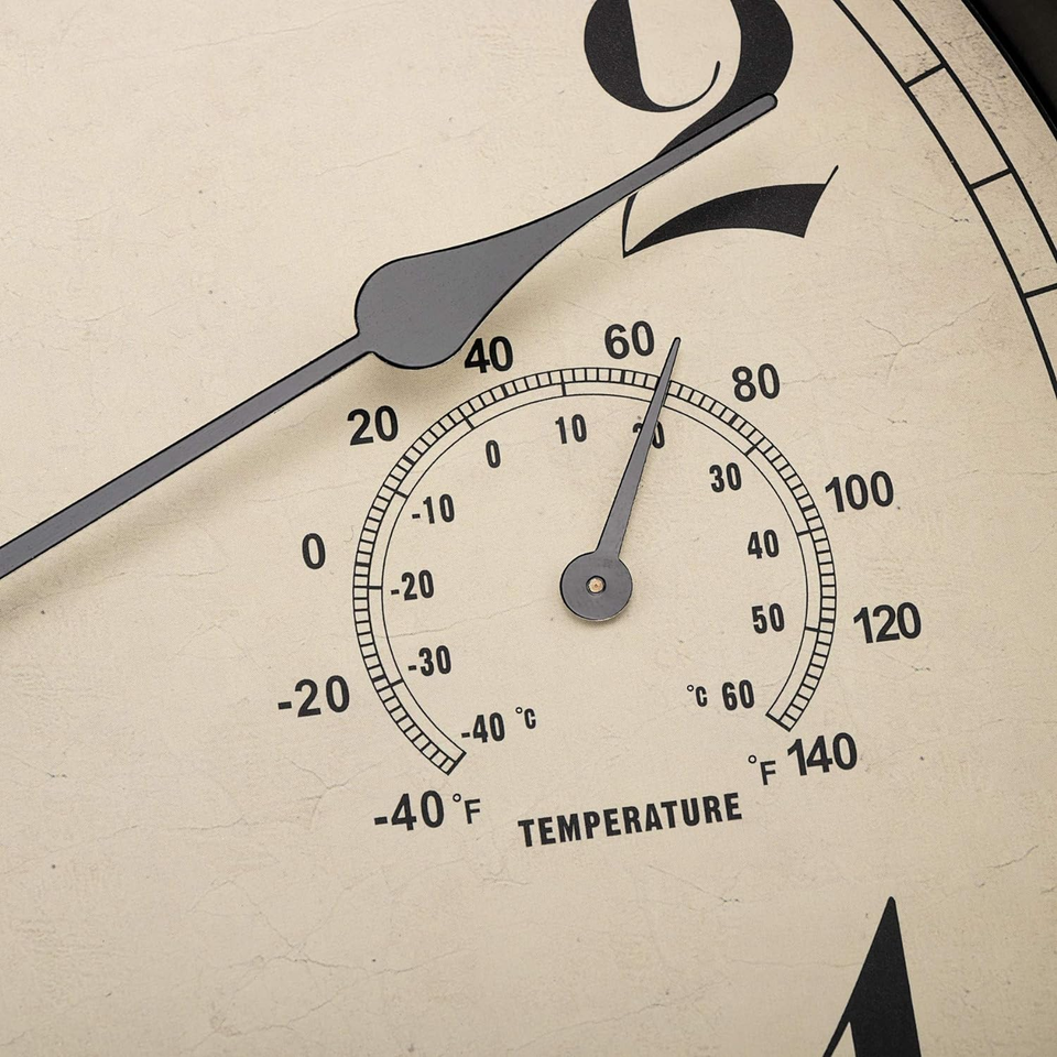 12 Inch Waterproof Wall Clock with Thermometer Hygrometer Retro Bronze ...