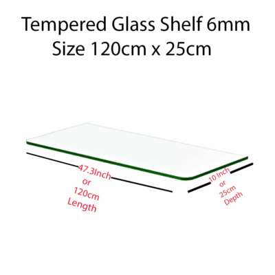 Clear Tempered Glass Shelf / Shelf Panel Storage/ 6mm 120cm x 25cm ...