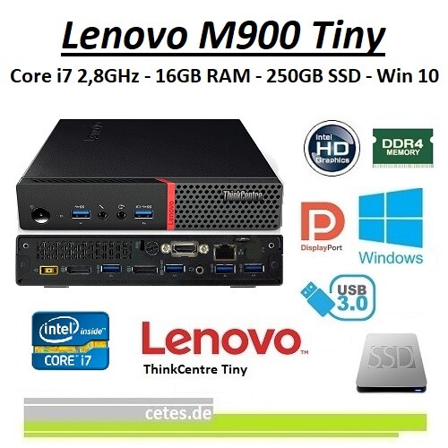 Lenovo M900 ThinkCentre Tiny Core i7 2,8GHz, 16GB, 250GB SSD, USB3 ...