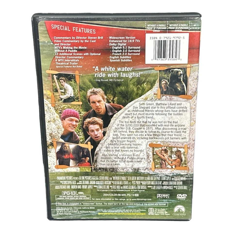 Without A Paddle (DVD, 2004, Widescreen) Seth Green, Mathew Lillard ...