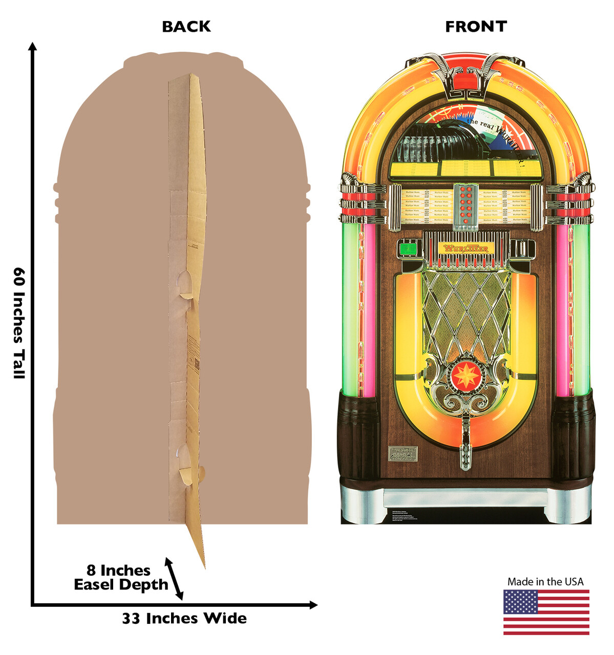 WURLITZER VINTAGE JUKEBOX LIFESIZE CARDBOARD STANDUP STANDEE CUTOUT ...