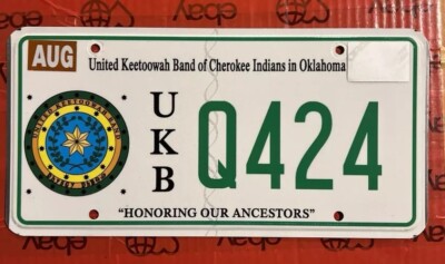 LICENSE PLATES Oklahoma united Keetowah Band U K B Q434 | eBay