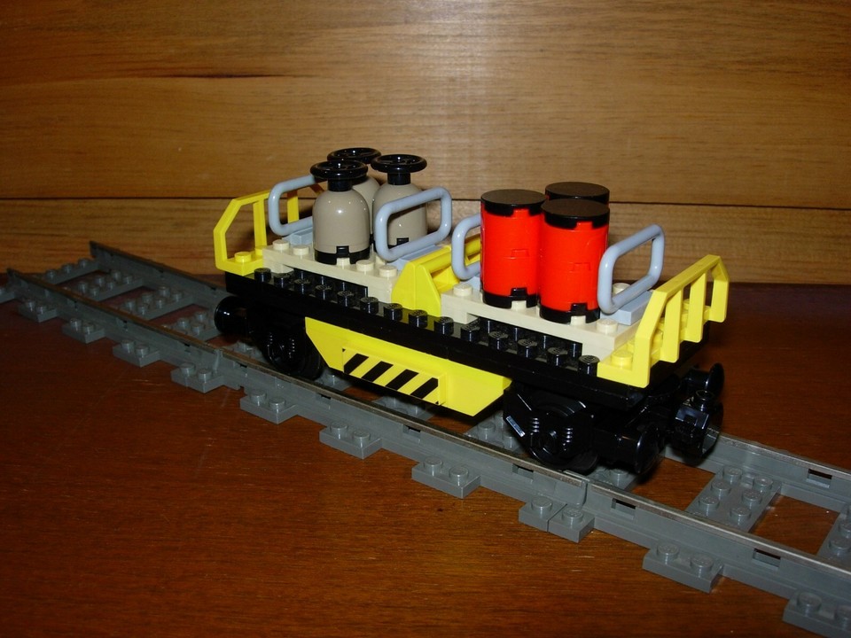 Lego Train Flatbed Car with Cargo Pallets City Track 9V RC My Own 60098 ...