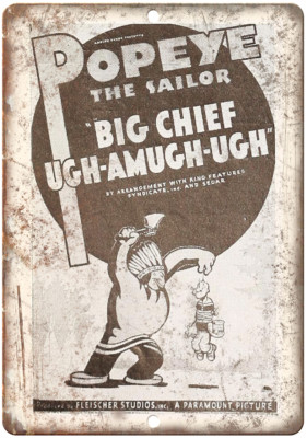 Popeye The Sailor Big Chief Ugh-Amugh-Ugh 12" x 9" Reproduction Metal ...