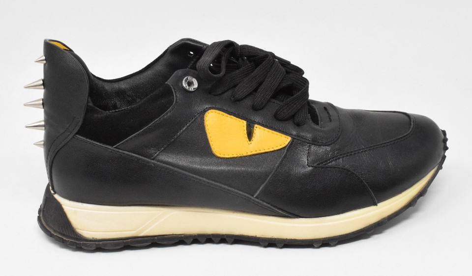 Fendi Vitello Elite Spike Monster Eyes Runner Sneakers Black 45 EU Mens ...