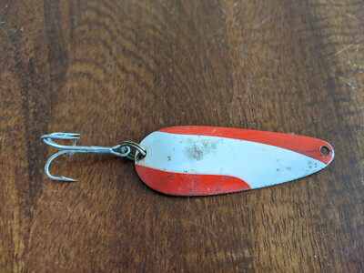 Vintage Aqua spoon fishing spoon Red & white | eBay
