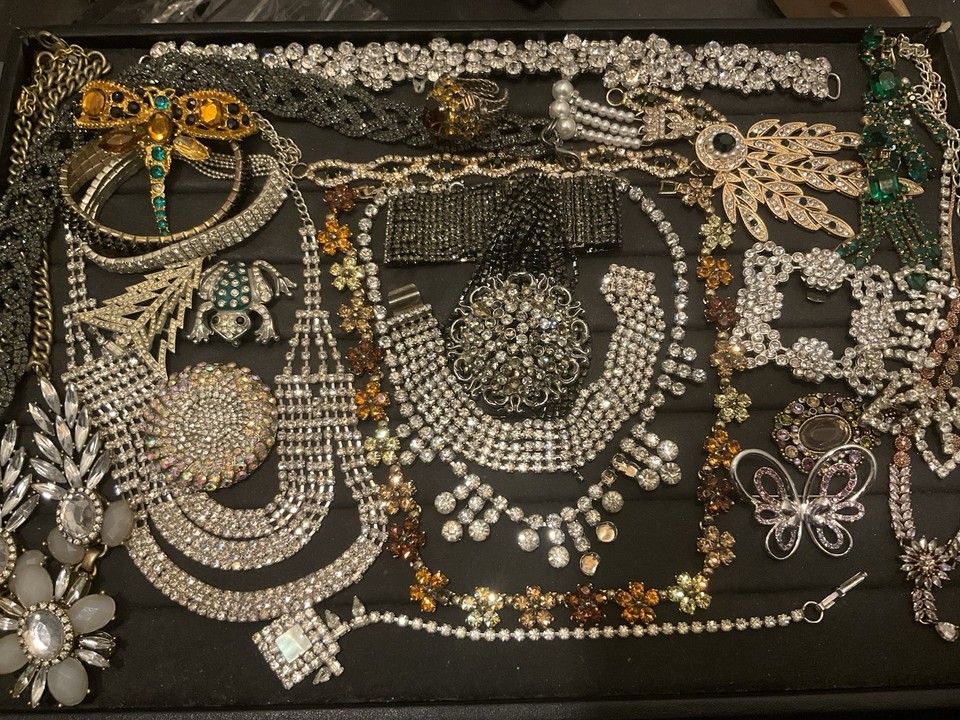 BROKEN-Jewelry Lot- JUNK-ALL NOT WEARABLE-missing Stones-for Craft-3 ...