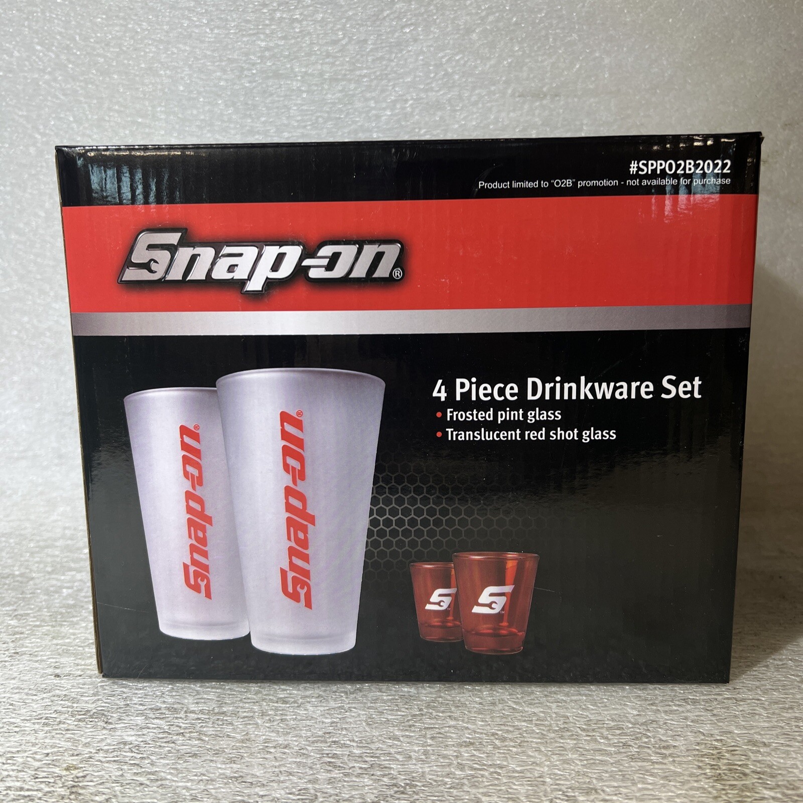 snap on tools 4 piece drinkwhere set frosted pint glass shot glass | eBay
