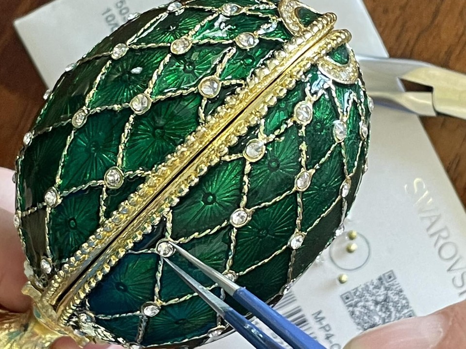 Green Carl Faberge egg Replica Imperial style Fabergé egg Gold Diamond ...