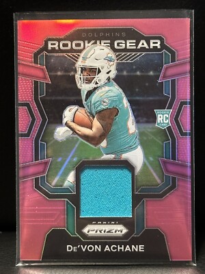 2023 Panini Prizm Devon Achane Rookie Gear Patch Pink RC Rookie RG-DA ...