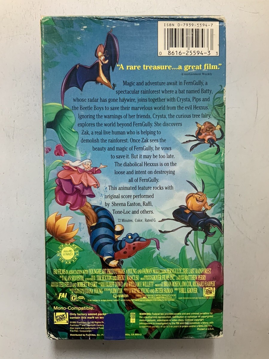 Ferngully 最后的雨林 Vhs Ferngully: The Last Rainforest (VHS,