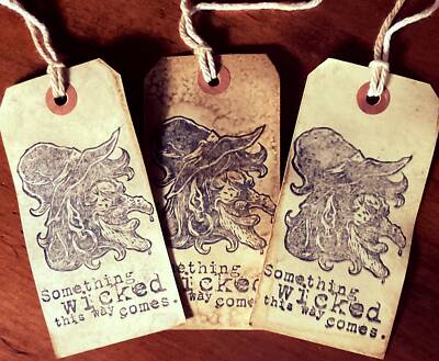 SET of 3 Lg. Primitive Witch Something Wicked This Way Comes Hang Tags ...