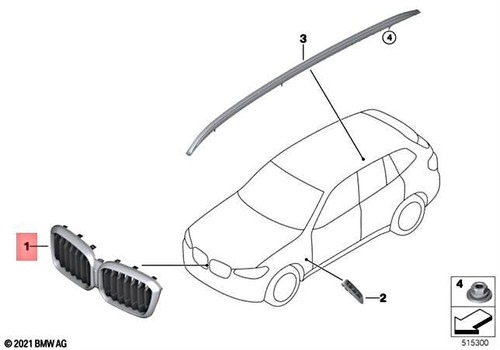 Genuine BMW X3 M X4 G01 G02 G08 X3 Gloss Black Grill Front 51135A1AC55 ...