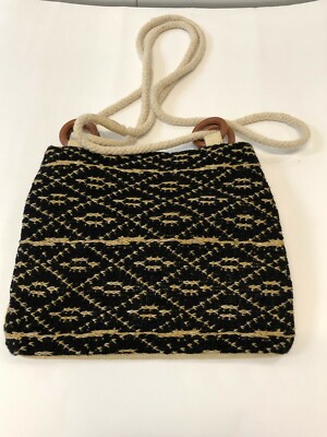 MUD CLOTH Handmade Black Ivory Gusseted Tote Bag Purse Boho EUC | eBay
