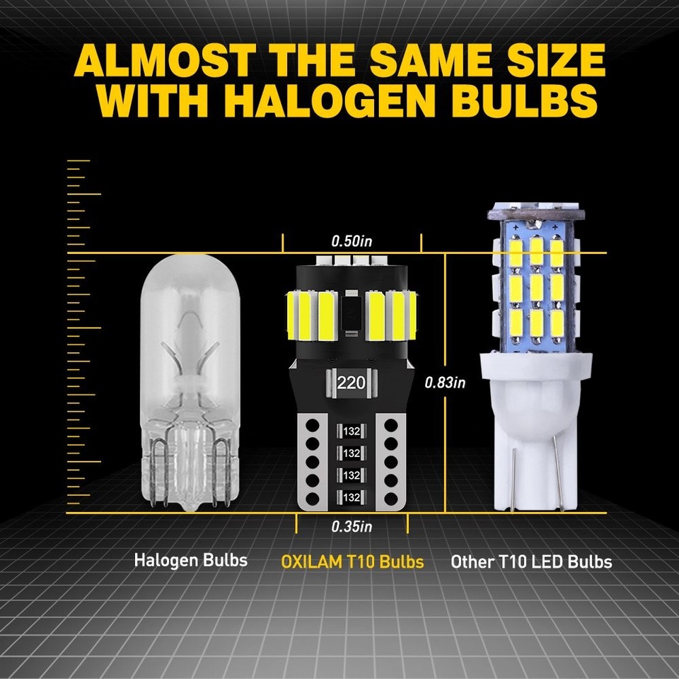 2pcs T10 LED License Number Plate Light 501 W5W Car Interior Bulbs ...