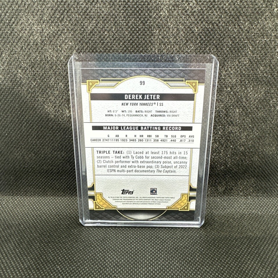 2022 Topps Triple Threads DEREK JETER #99 Yankees AMBER Orange Numbered ...