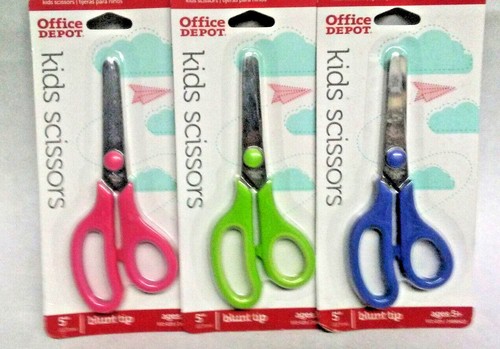 Scissors soft grip handle office depot blunt tip pink green blue craft ...
