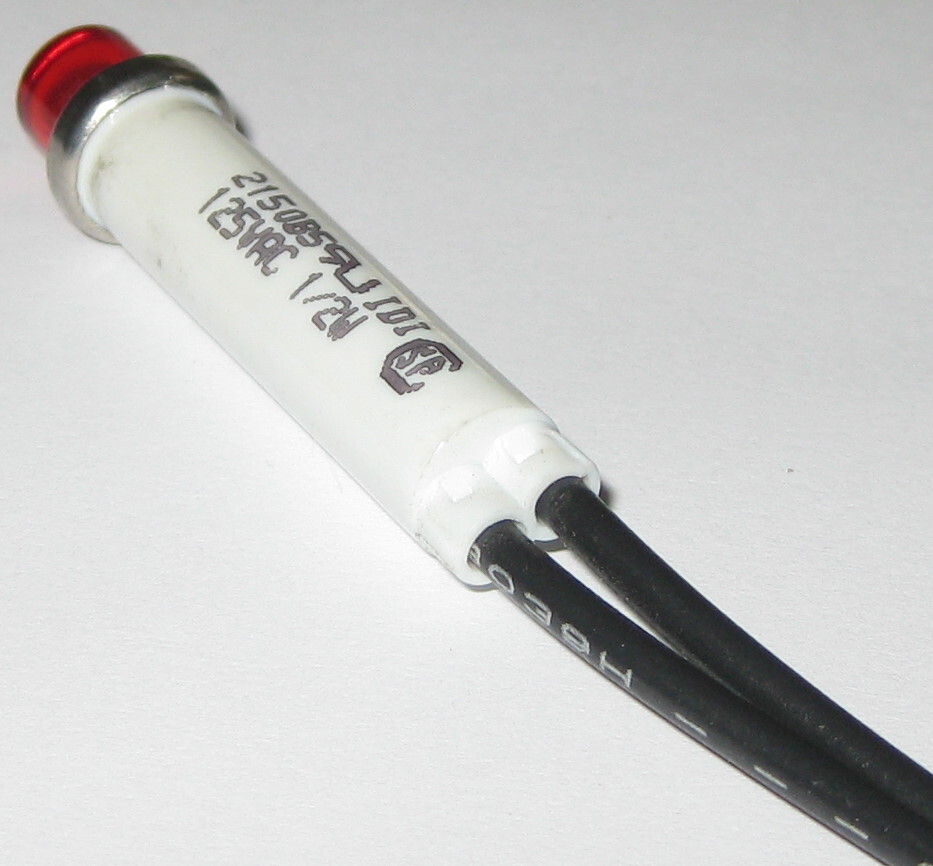 Red Circular Panel Mount Indicator Neon Light - 125V AC - 1/2 Watt ...