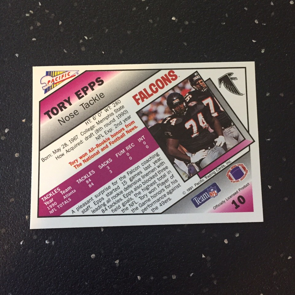 Tory Epps 1991 Pacific Football #10 NFL Atlanta Falcons Nose Tackle | eBay