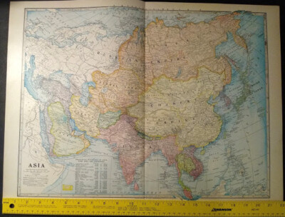1904 Asia Monarch Standard Atlas Map 16 inch x 22 inch Beautiful Color ...