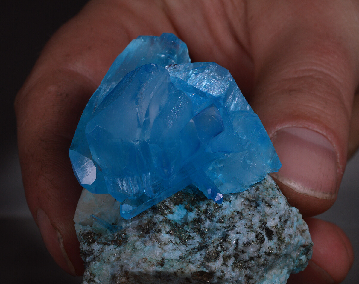 Arcanite crystals on matrix, blue cluster like beryl AQUAMARINE nice ...