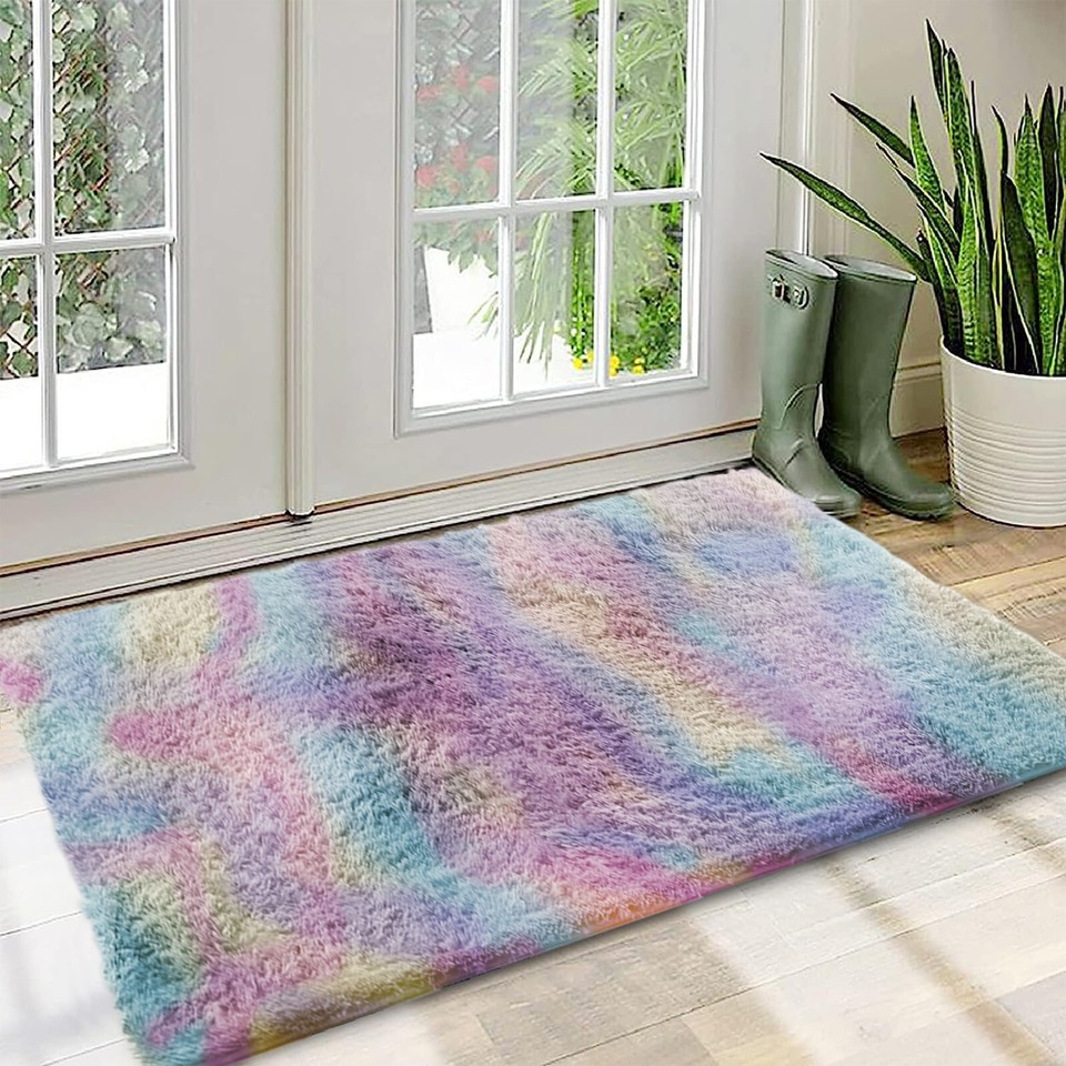 Non Slip Shaggy Indoor Door Mat Dirt Trapper Entrance Rug Washable ...