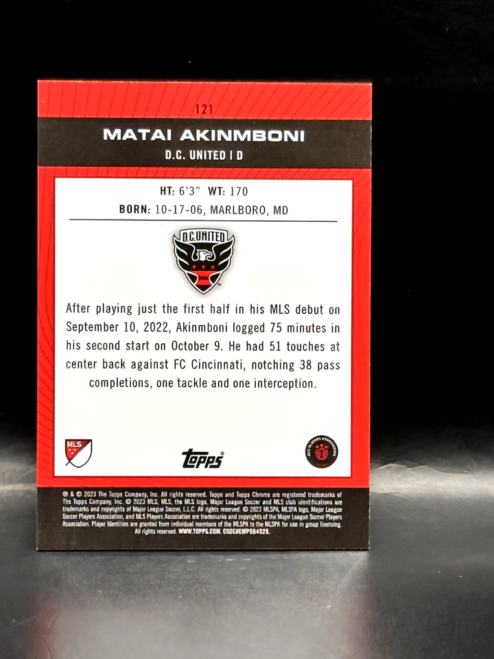 2023 Topps Chrome MLS Matai Akinmboni Pitch Prodigies Neon Green 95/99 ...