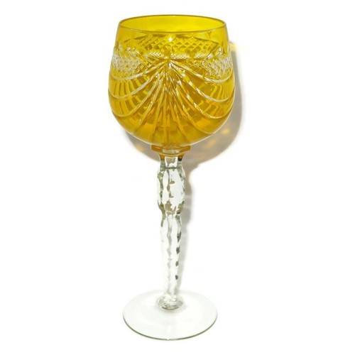 Olenka Tarnow Crystal, Poland MCM, Swag Cut Yellow Wine Glass, 8 1/2 ...