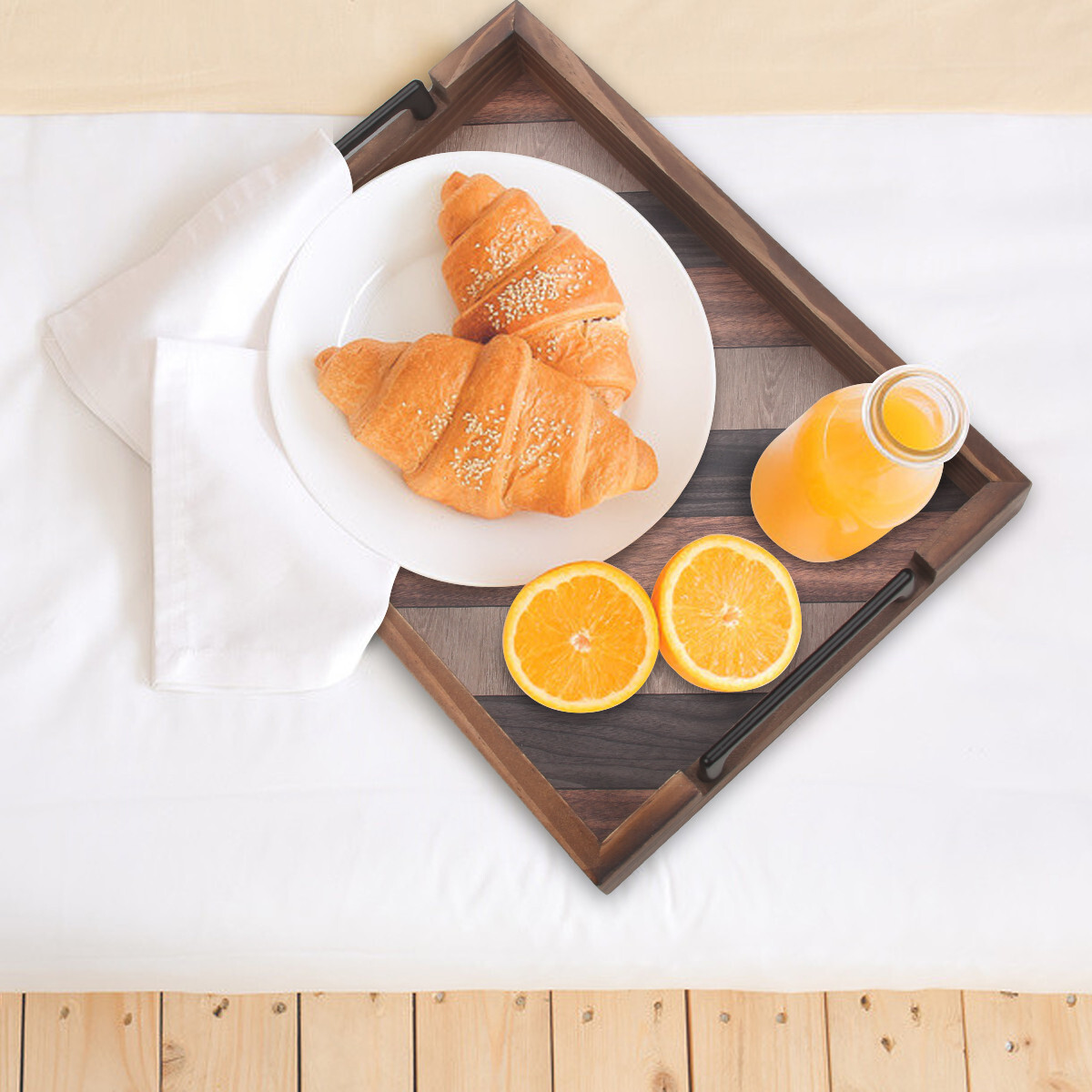 Serving Trays Rustic Trays Wood Nesting Tray Cutout Handles Set of 3 ...