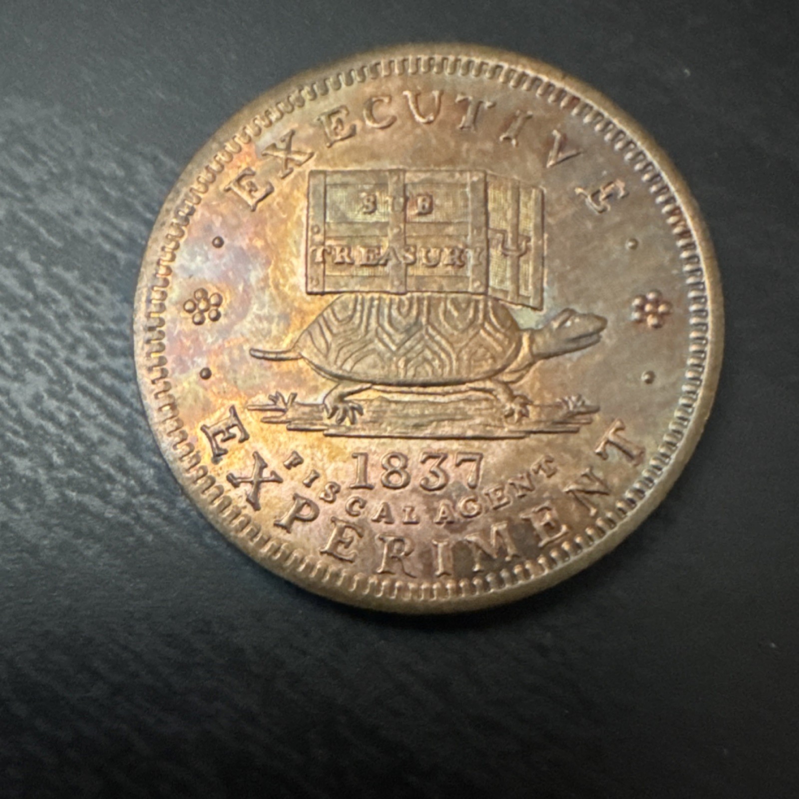 1837 Executive Experiment Hard Times Token Turtle Fiscal Agent Chest ...