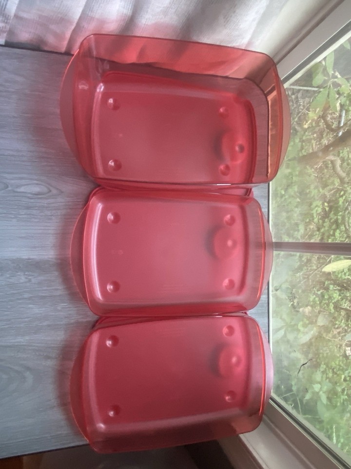 Tupperware Rock N Serve Rectangle Microwave Set Of 3 6cups And 14cups ...