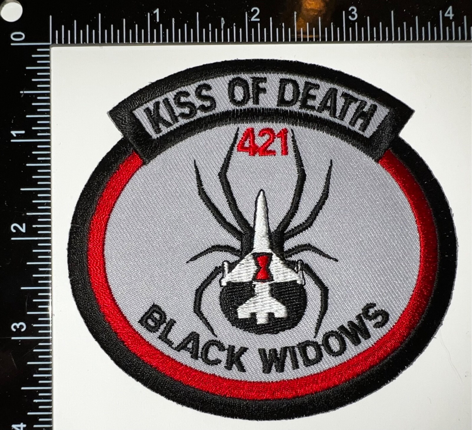 USAF 421st Fighter Squadron Black Widows Kiss of Death Patch | eBay