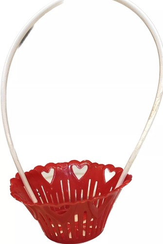 VTG RARE 6” RED WHITE VALENTINE NUT CUP BASKET CANDY MUFFIN SPECIAL ...