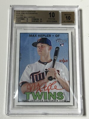 2016 Topps Heritage Max Kepler RC Real One Red Ink Auto BGS 10 PRISTINE ...