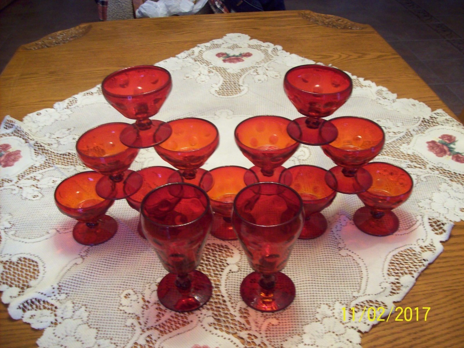 Paden City Rudy Red Popeye & Olive 11 Champagne Sherbet Glasses, 2 ...