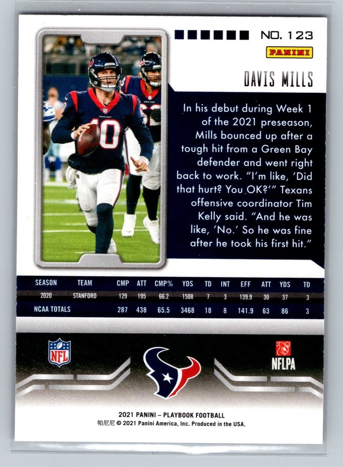 2021 Panini Playbook #123 Davis Mills | eBay