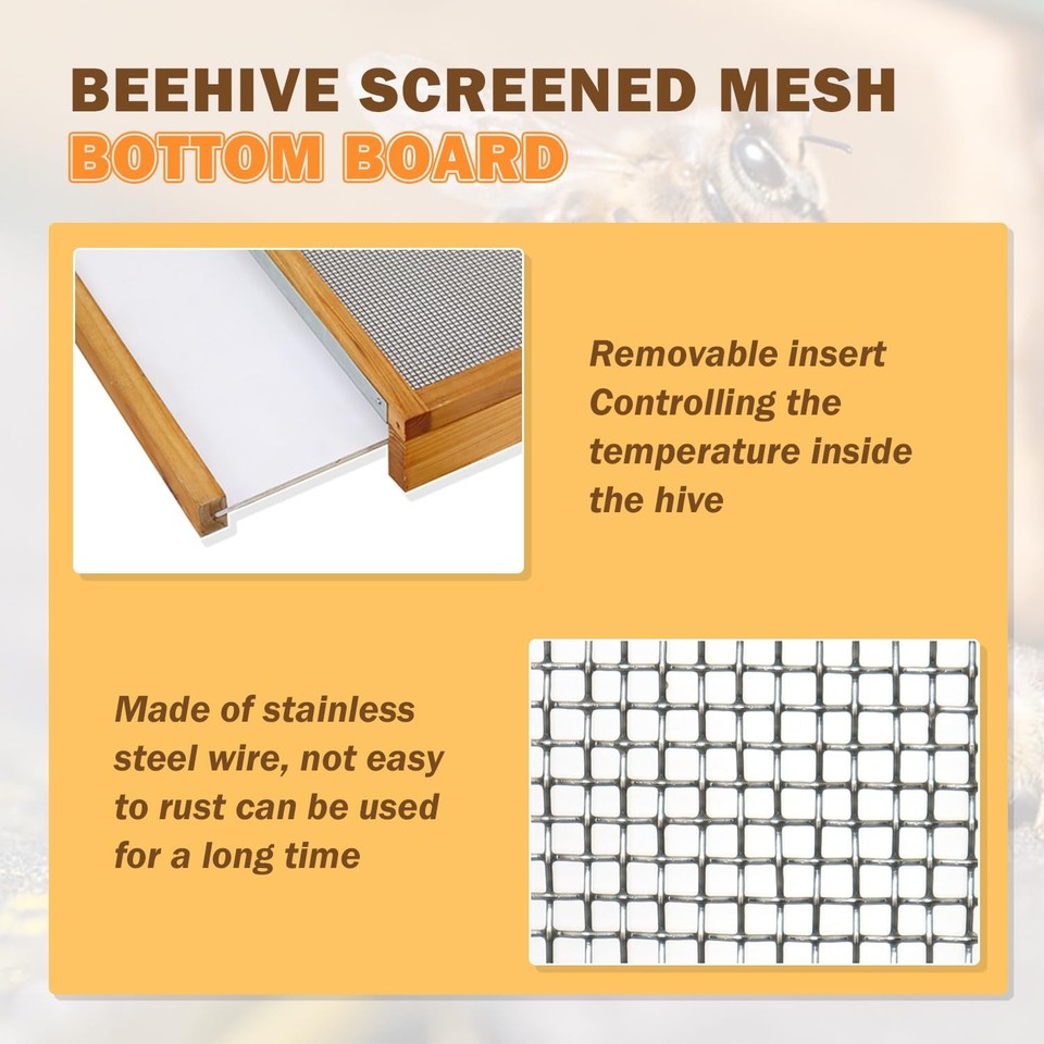 10 Frame Beehive Screened Bottom Board, Langstroth Bee Hive Base Dipped ...